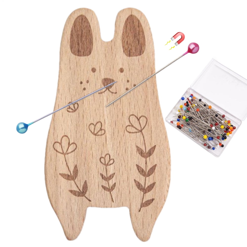 Ishine Pin Cushion Cute Magnetic Sewing Needle Holder Wooden Animal Shape Paper Clip Organizer ...