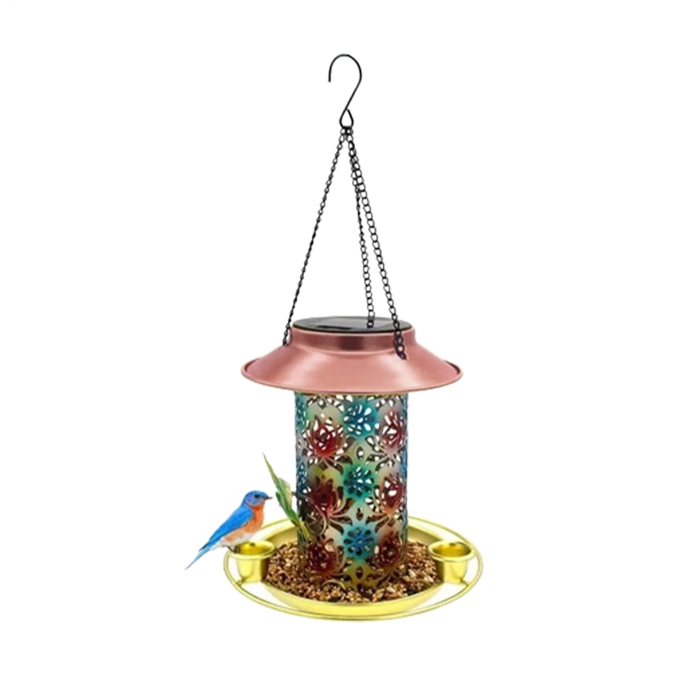 Ishine Solar Bird Feeder Metal Birdfeeders for Outside LED Bird Feeders ...