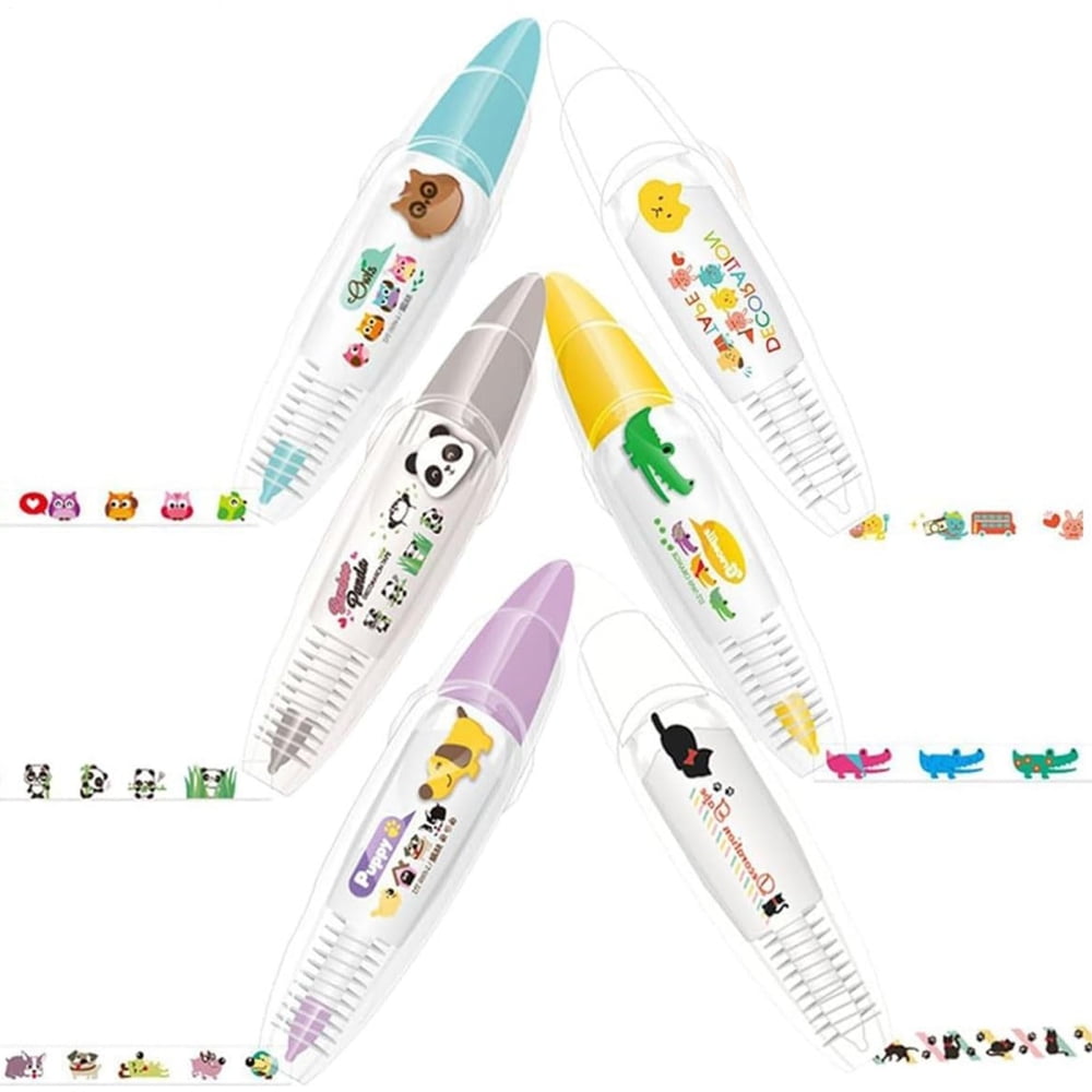 Ishine Tape Pen Cute Animals Press Type Decorative Pen Cartoon Pattern ...