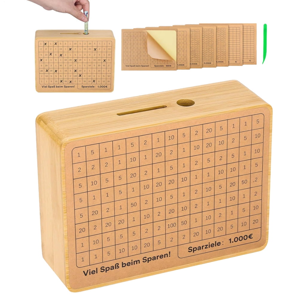 Ishine Wooden Cash Vault Kids Money Bank Wood Fun Activity Budgeting ...