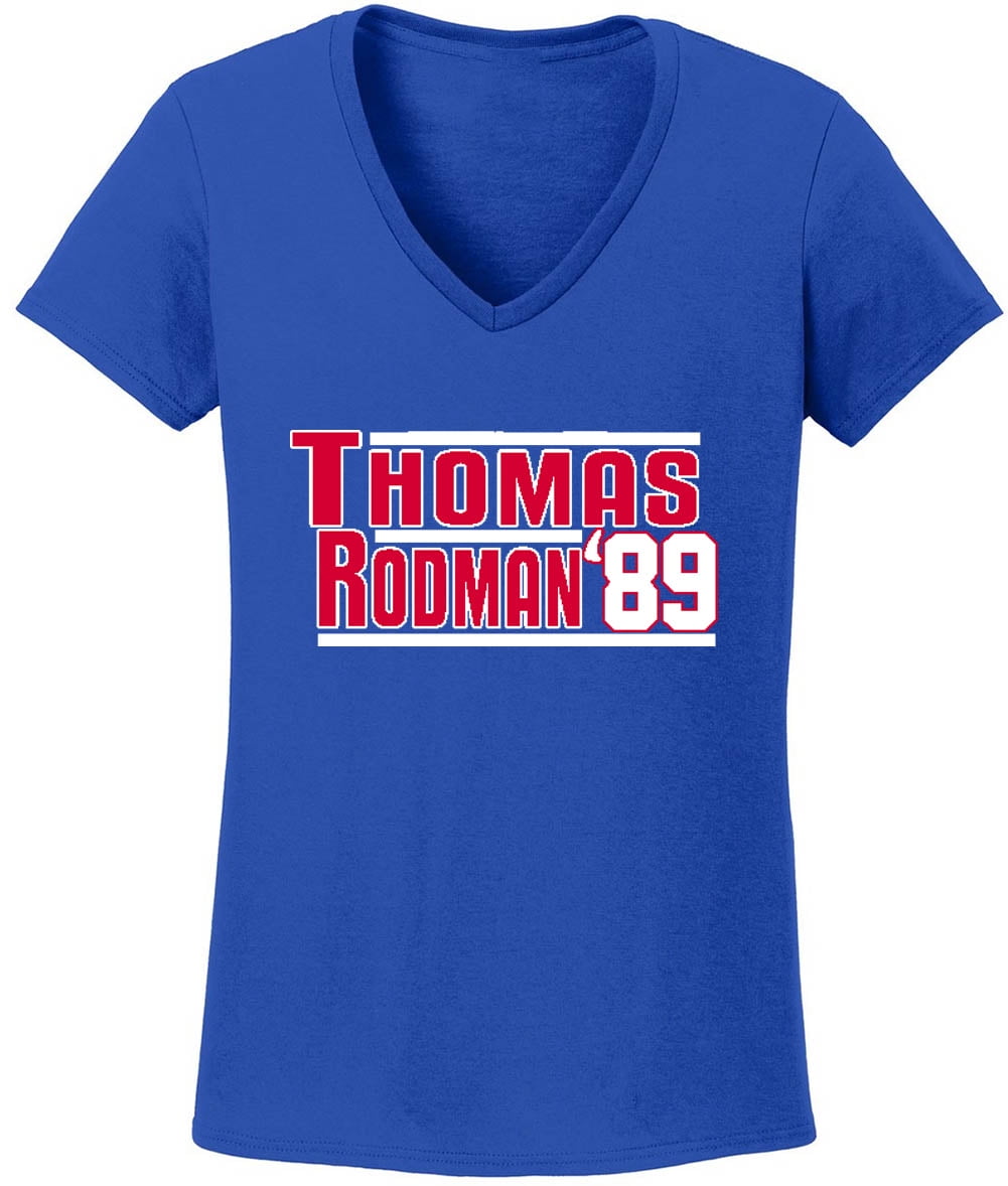 Isiah Thomas Dennis Rodman Pistons 1989 LADIES V-NECK Shirt T-Shirt ...