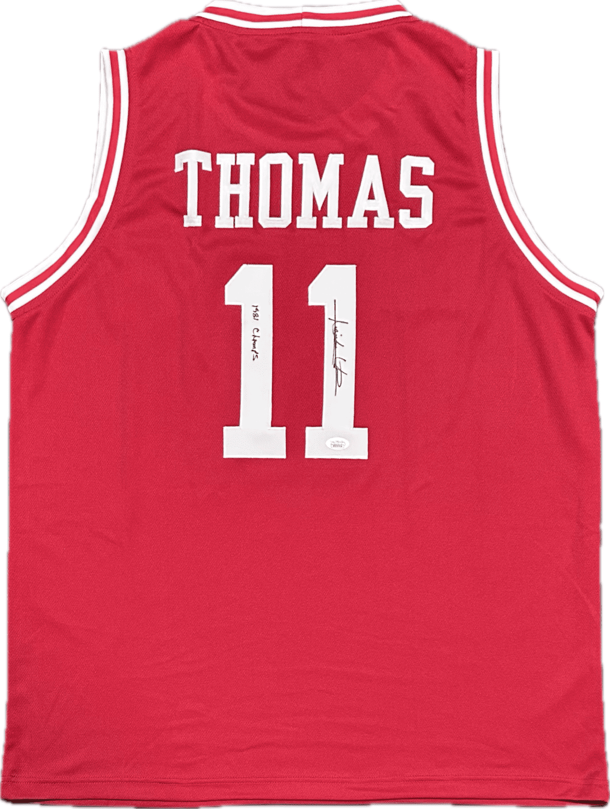 Isiah Thomas Signed Autographed Custom Red/White 1981 Champs Jersey JSA ...