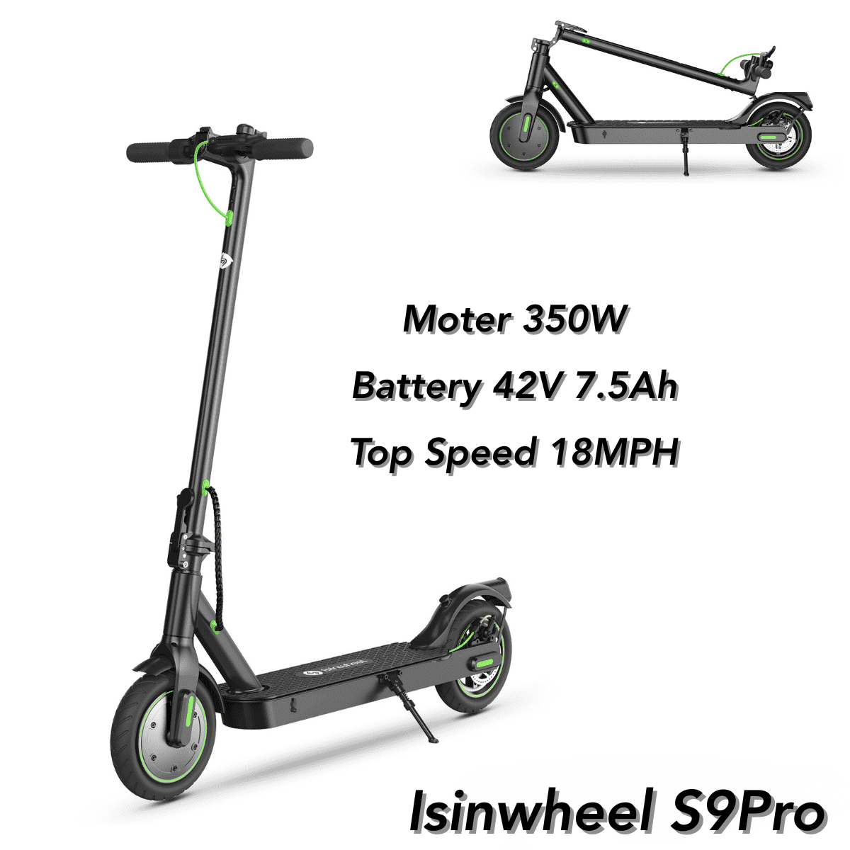 Isinwheel S9Pro 350W Motor 18 MPH Electric Scooter for Adults and Teens ...