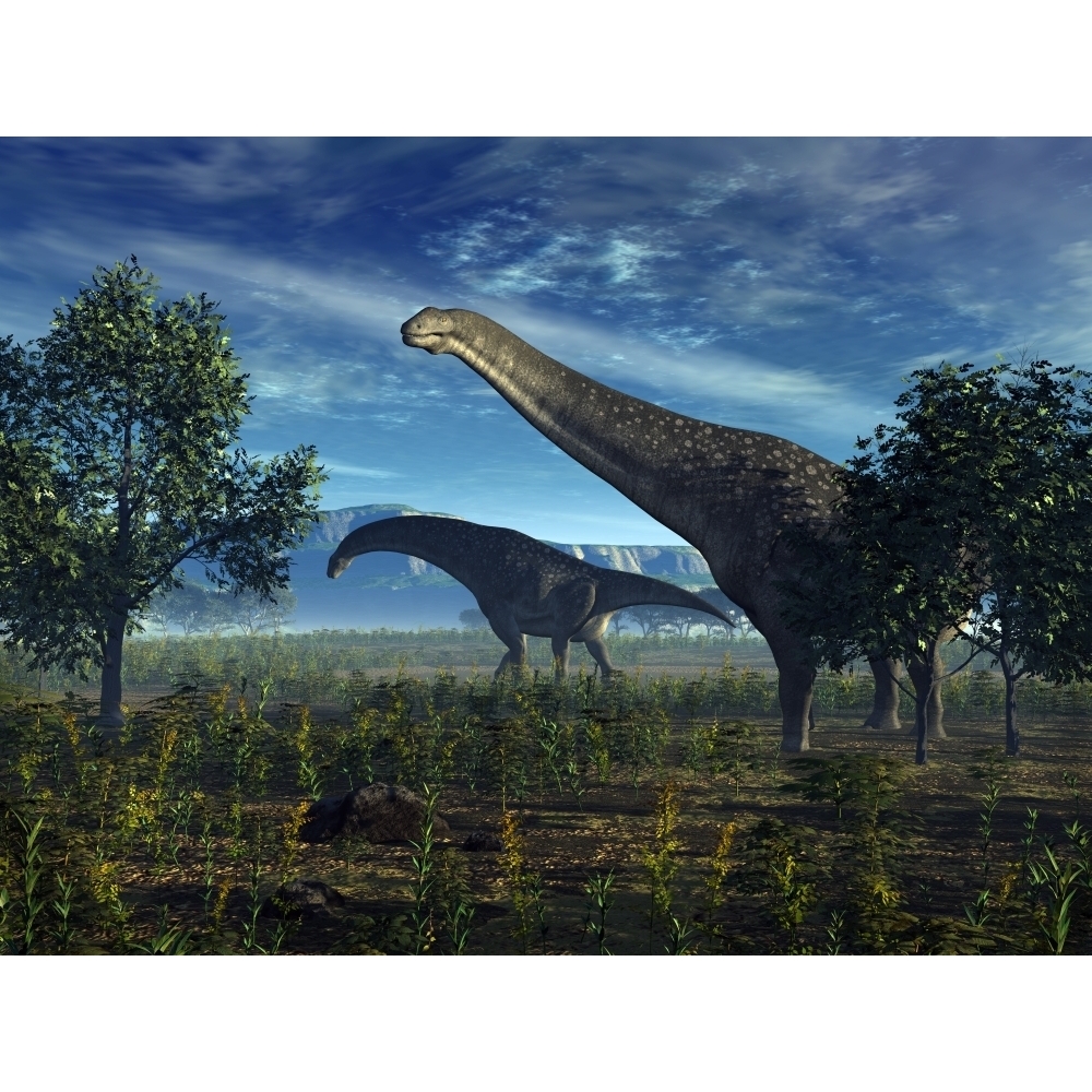 Isisaurus dinosaurs wander lush plains Poster Print - Walmart.com