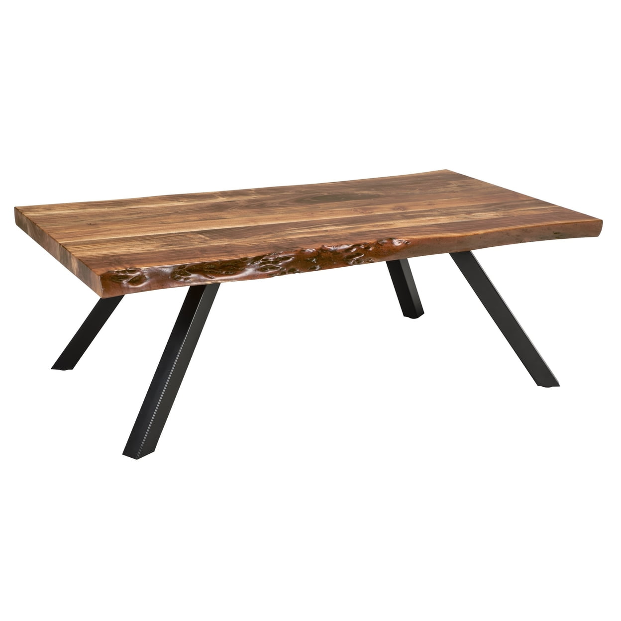 Isla 54 Inch Coffee Table, Acacia Wood Surface, Live Edge, Rich Brown ...