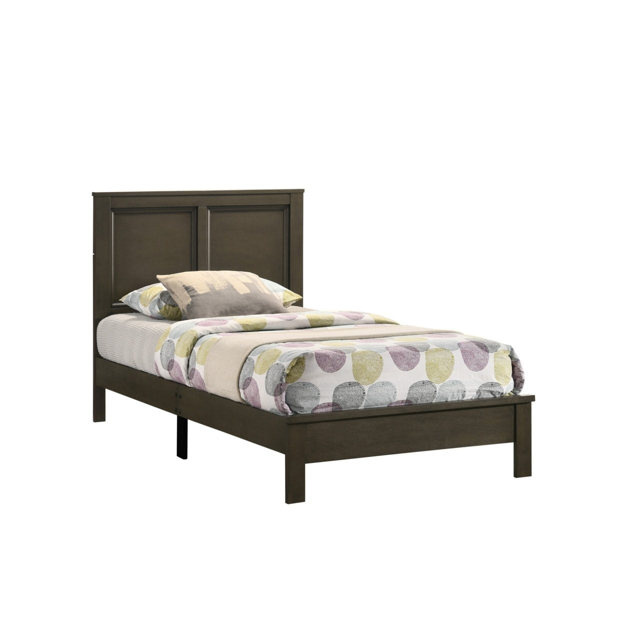Isla Full Size Panel Bed with Low Profile Rubberwood Frame Taupe Brown ...