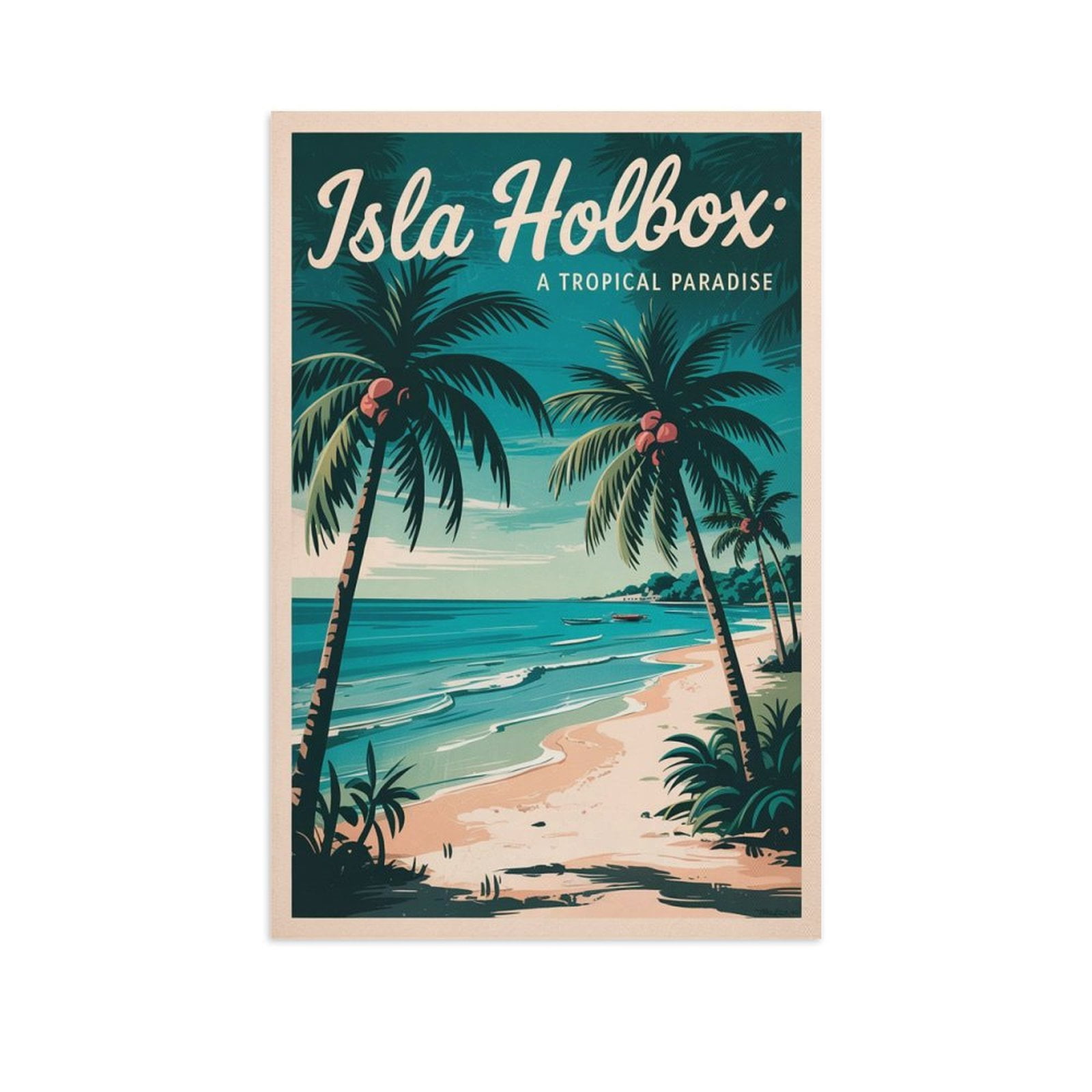 Isla Holbox Retro Travel Poster Vintage Mexican Tourism with Beaches ...
