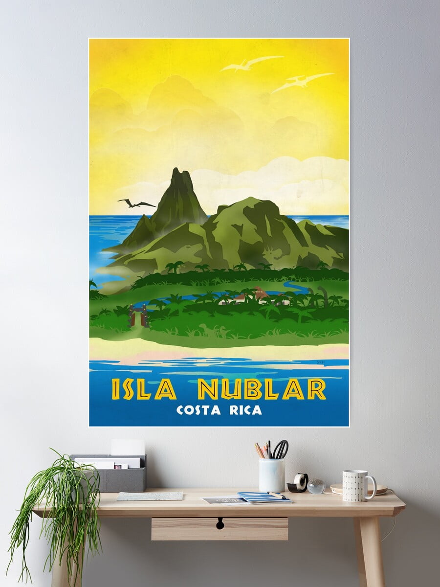 Isla Nublar - Retro Jurassic Park Travel Poster Poster Wall Art, Modern ...