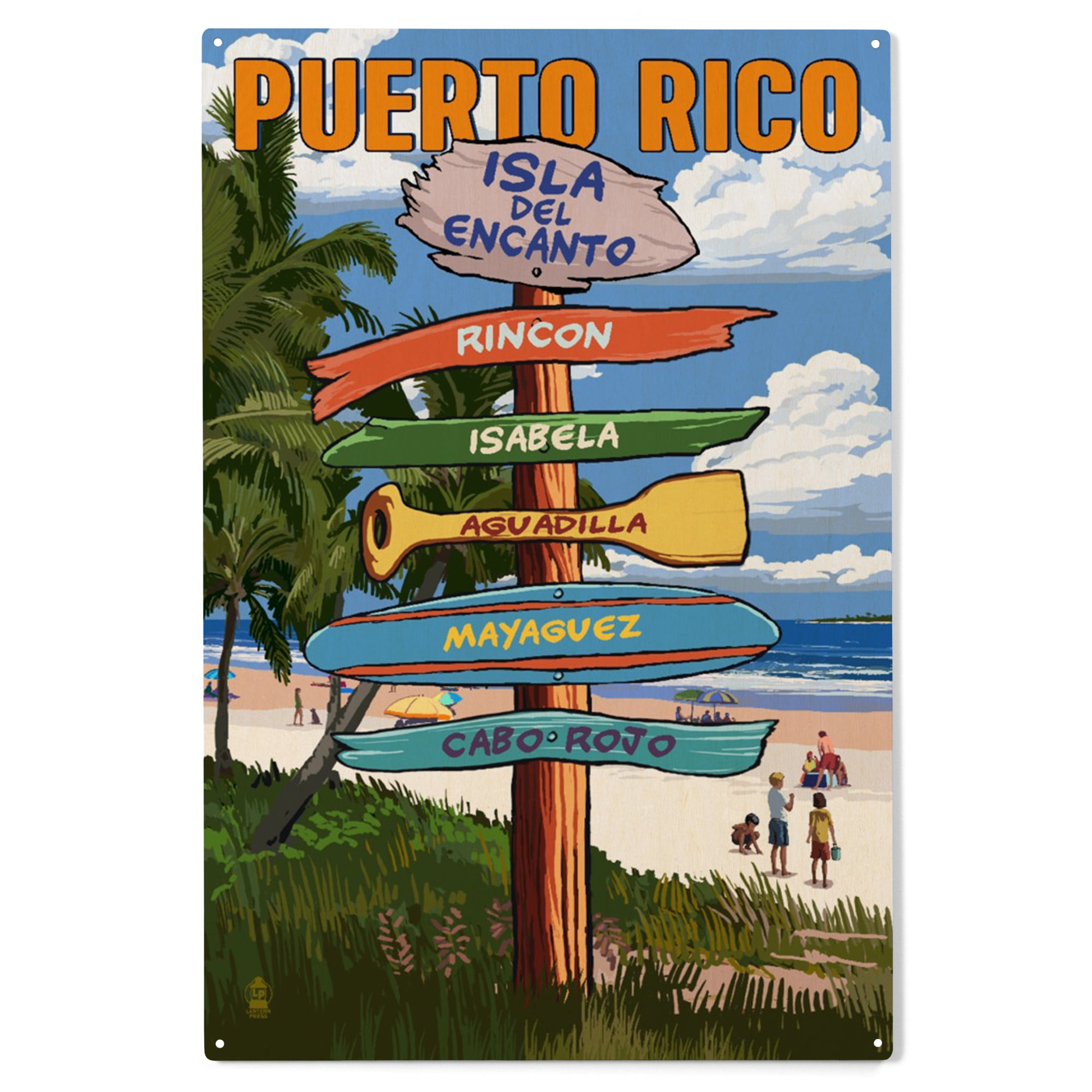 Isla del Encanto, Puerto Rico, Destinations Sign, Tropical Coast Scene ...