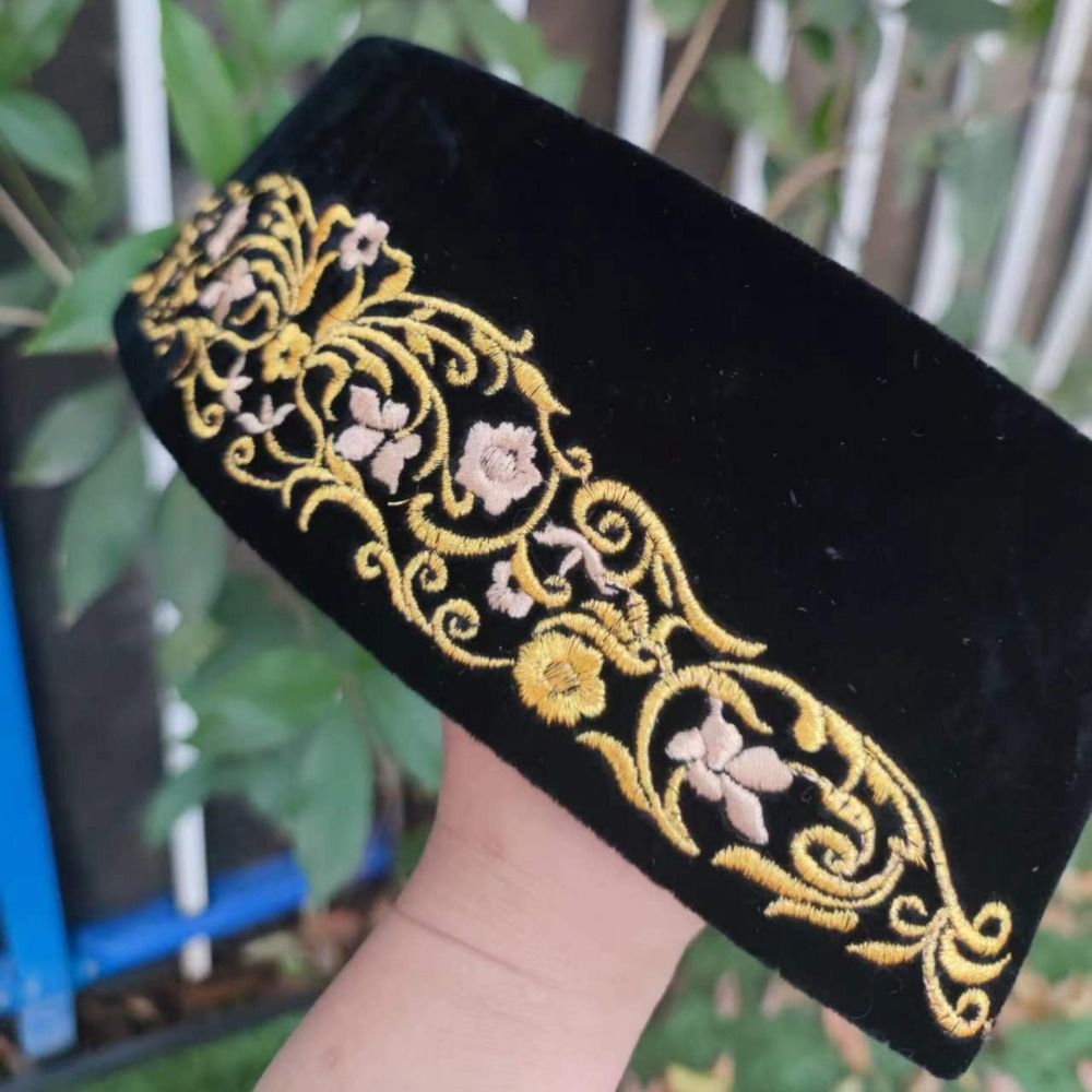 Islam Men Black Musliman Turban Embroidery Prayer Hat Muslim Worship ...