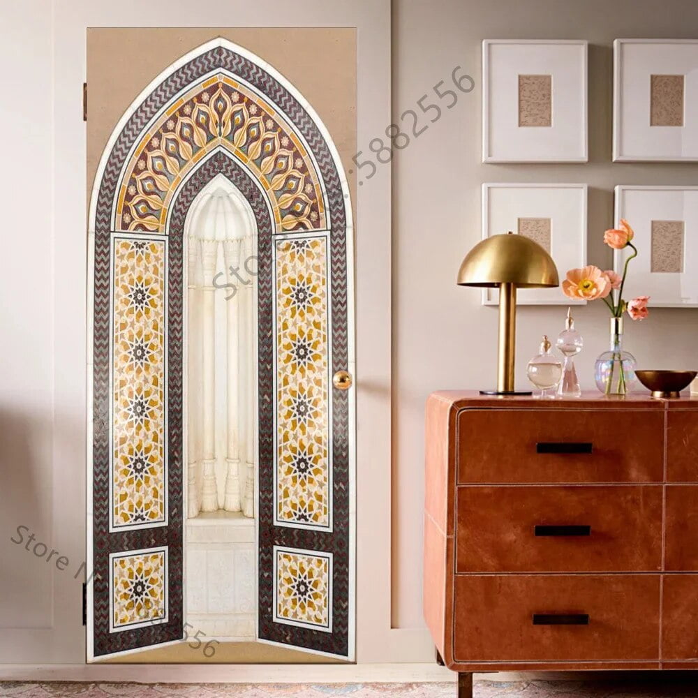 Islam Style Muslim Door Sticker Adhesive Religous Retro Door Arch ...