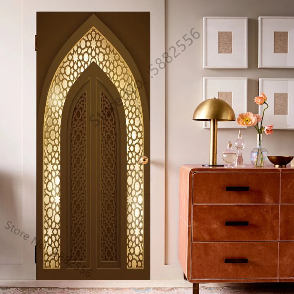 Islam Style Muslim Door Sticker Adhesive Religous Retro Door Arch ...