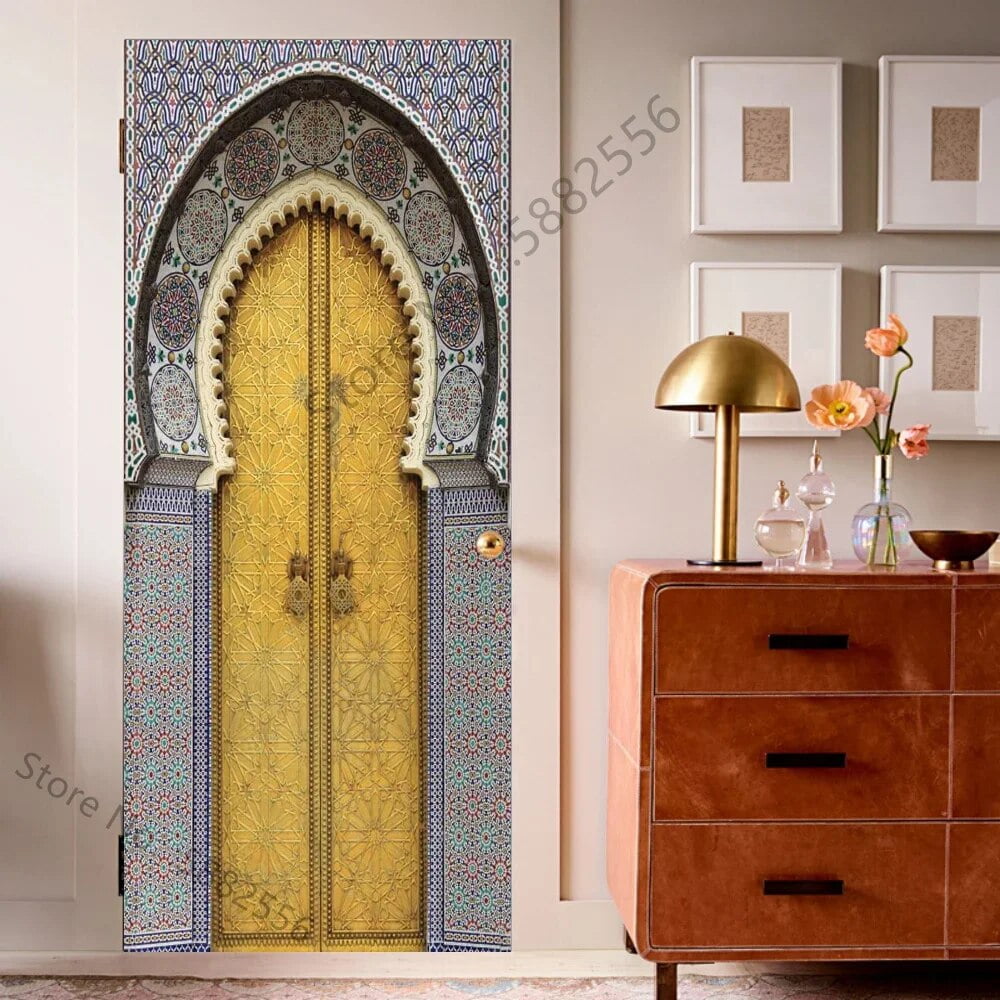Islam Style Muslim Door Sticker Adhesive Religous Retro Door Arch ...