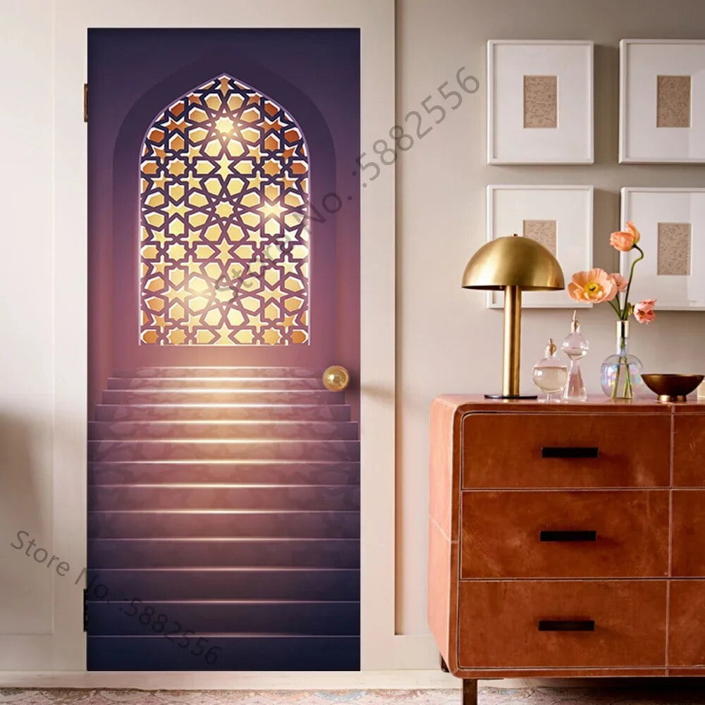 Islam Style Muslim Door Sticker Adhesive Religous Retro Door Arch ...