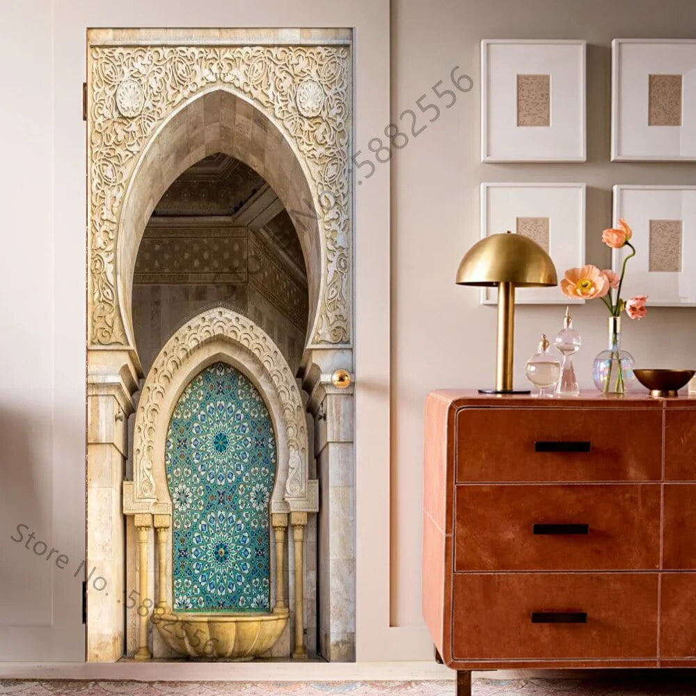 Islam Style Muslim Door Sticker Adhesive Religous Wall Mural Arch ...