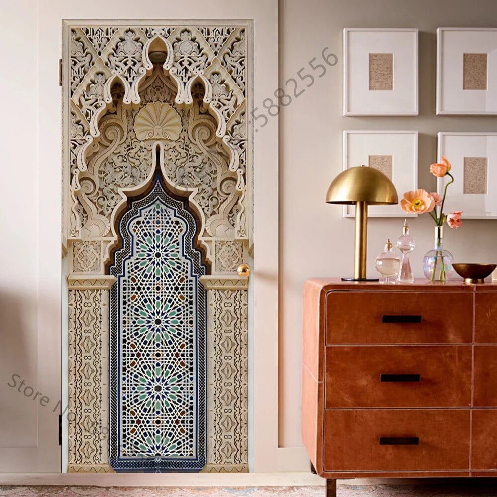 Islam Style Muslim Door Sticker Adhesive Religous Wall Mural Arch ...
