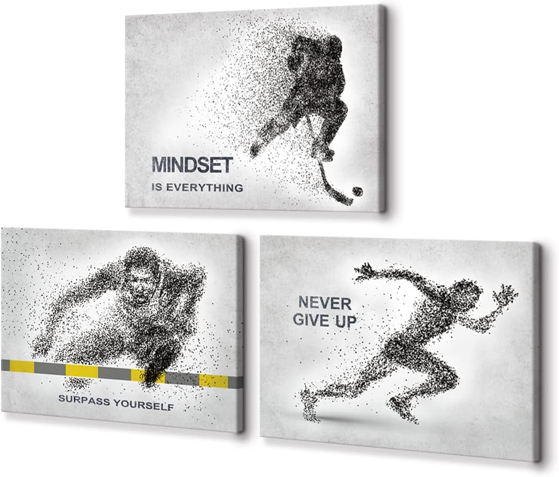 Islamic Canvas Wall Art 3 Pieces Blue and Gold White Abstract Posters ...