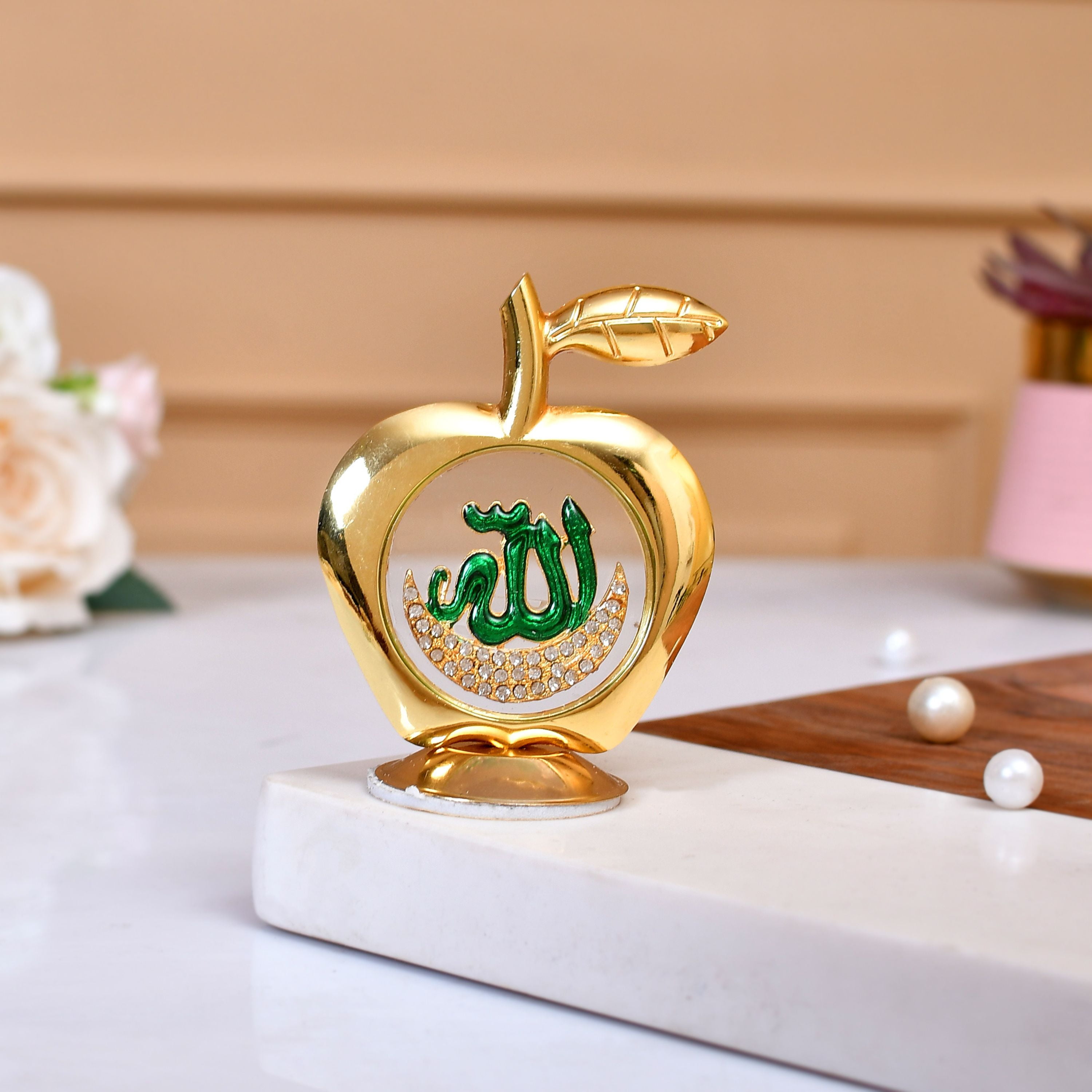 Islamic Car Decor Apple Shaped Showpiece with Allah and Chand Symbol ...