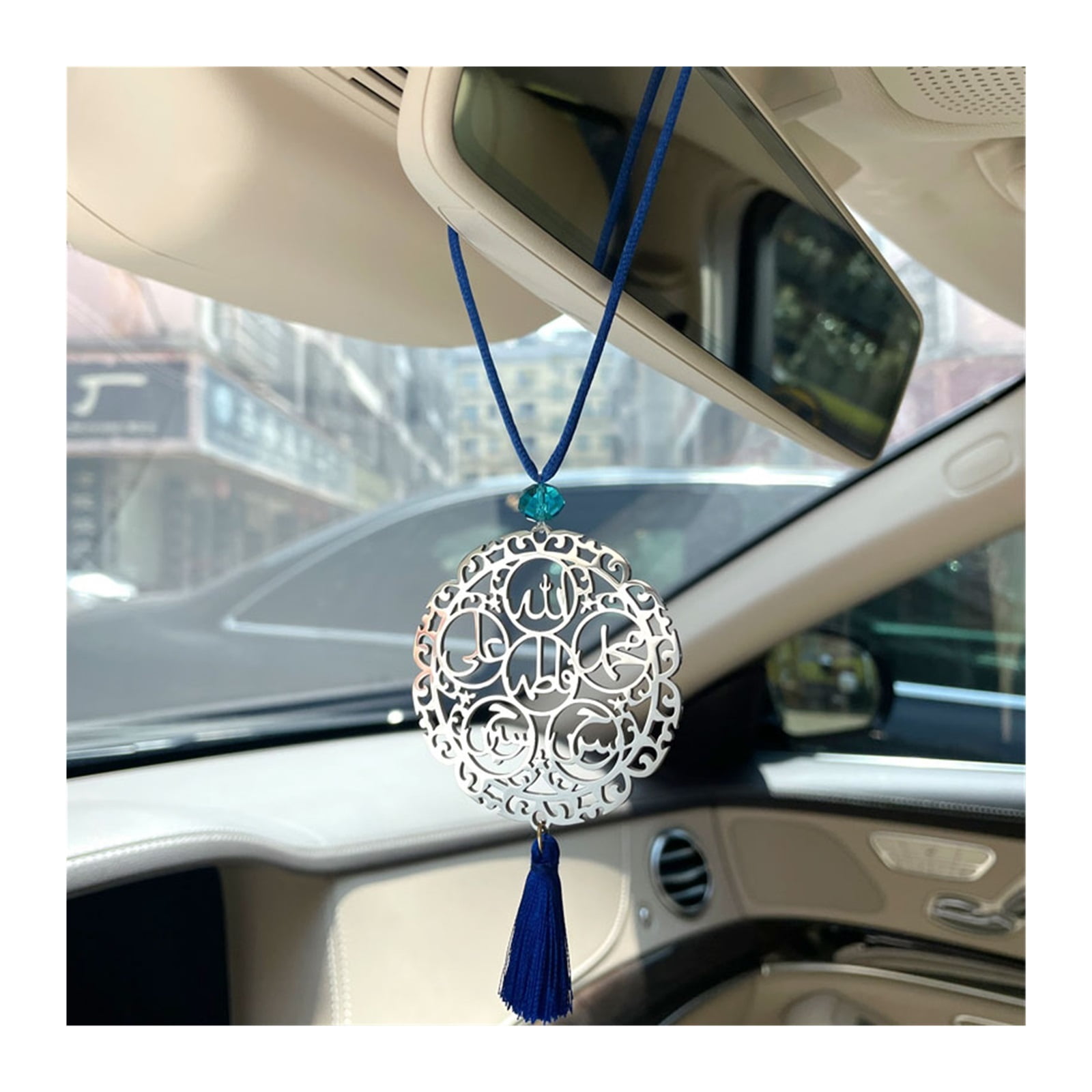 Islamic Car Hanging Pendant - Stainless Steel Allah Ali Mohammed Mirror ...
