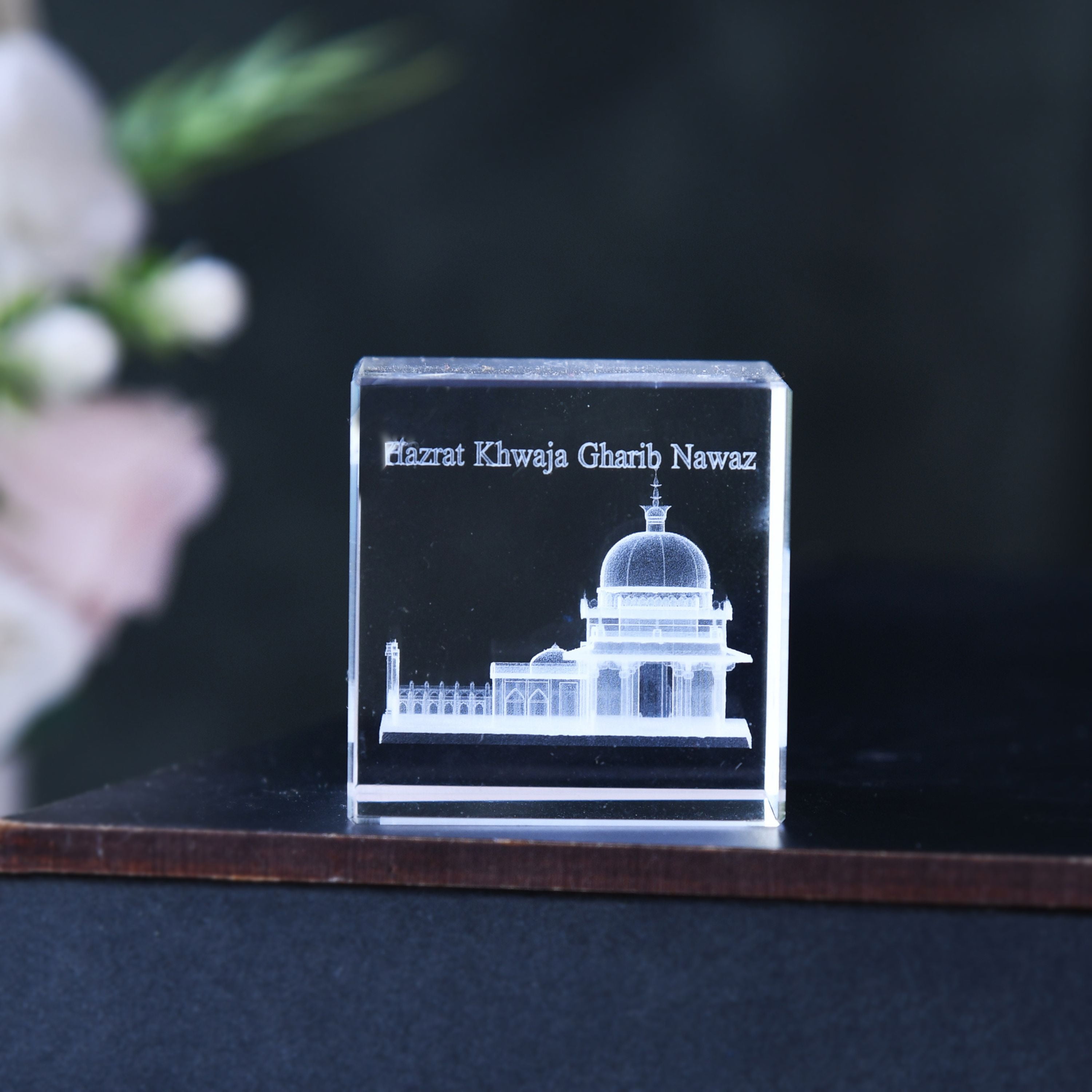 Islamic Crystal Showpiece with 3D Print of KGN Hazrat Khwaja Garib Nawaj - Collectible Gift ...