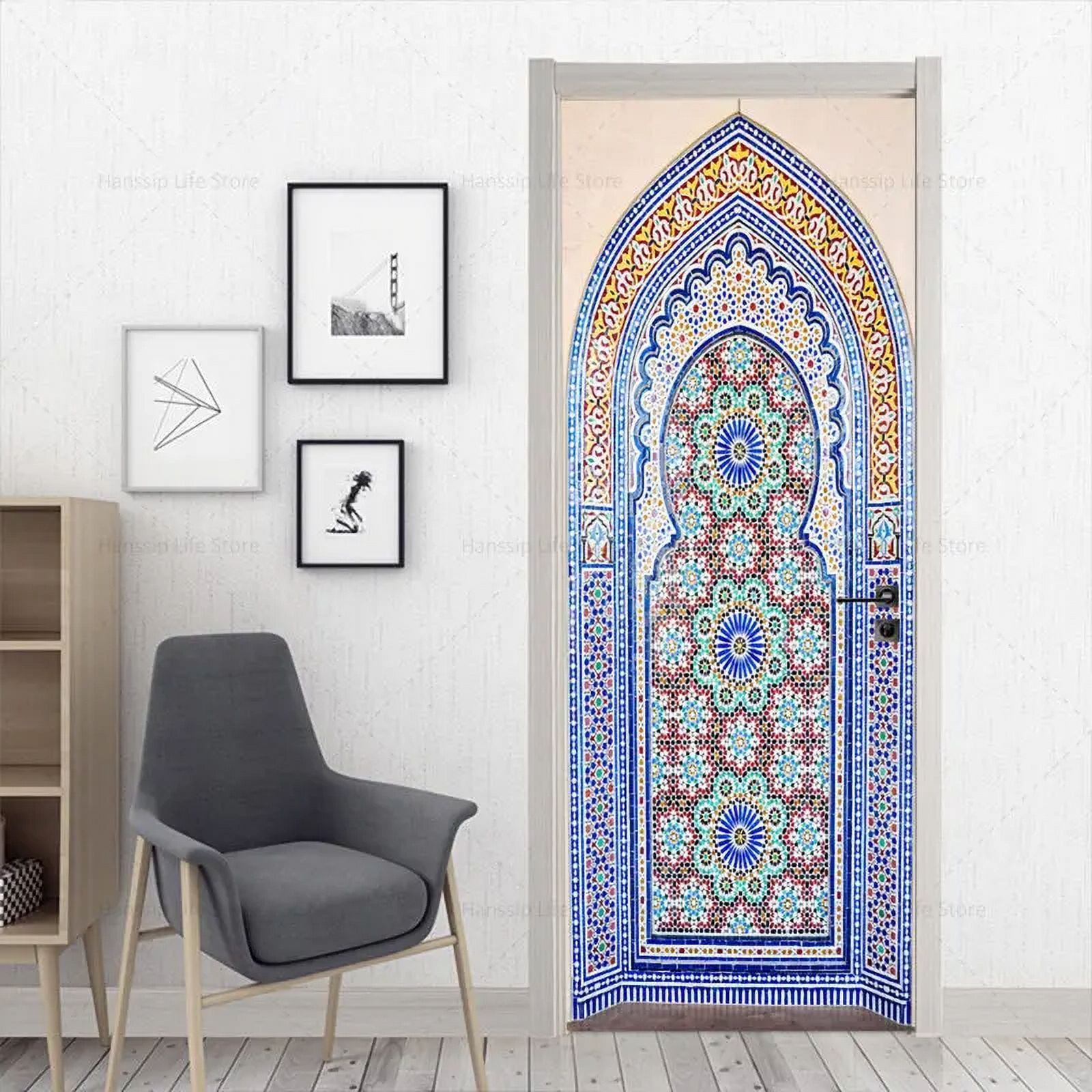 Islamic Design Lantern Ornament Door Mural Sticker Removable PVC Muslim ...