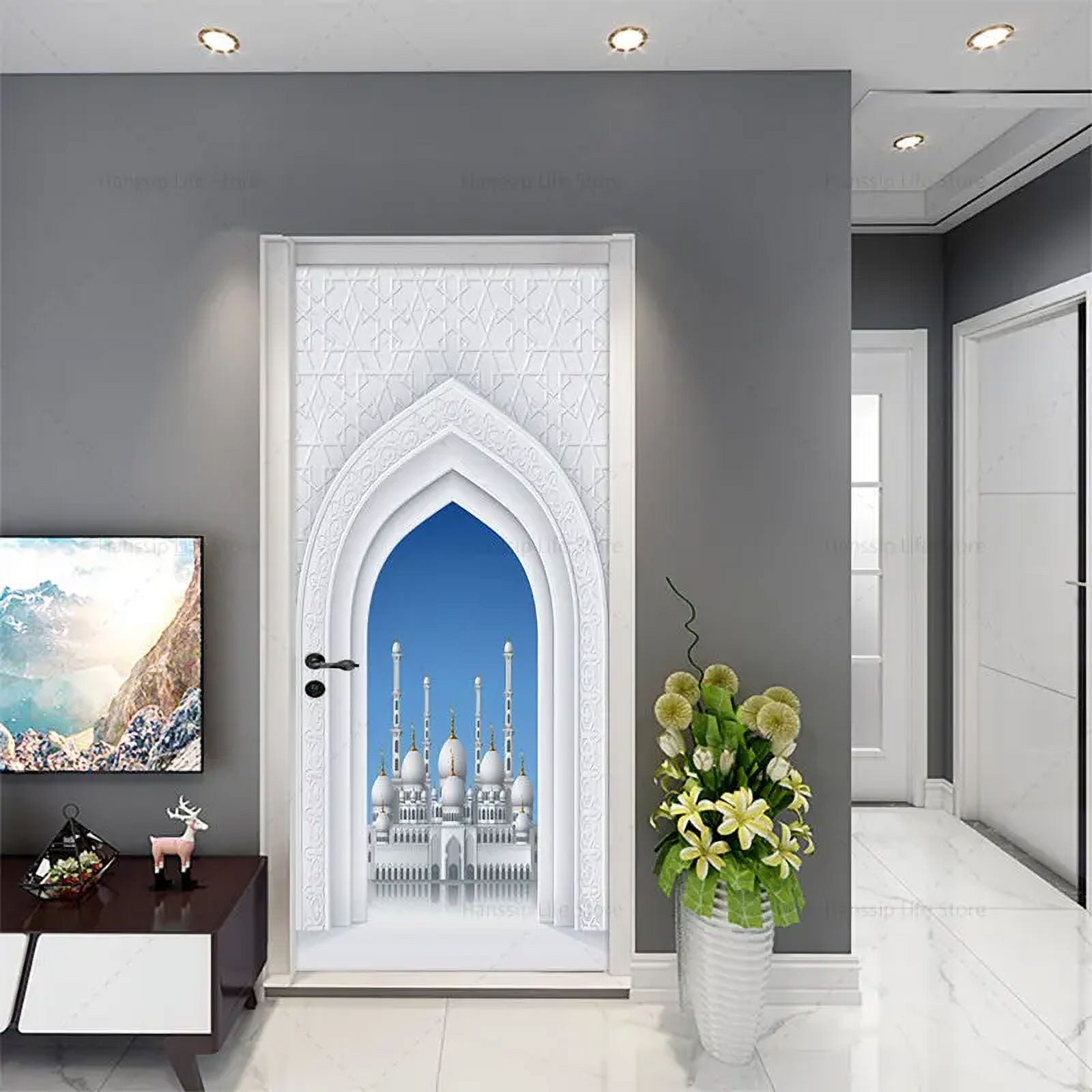 Islamic Design Lantern Ornament Door Mural Sticker Removable PVC Muslim ...