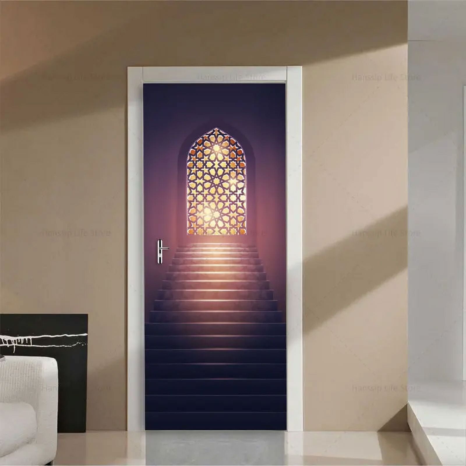 Islamic Design Lantern Ornament Door Mural Sticker Removable PVC Muslim ...