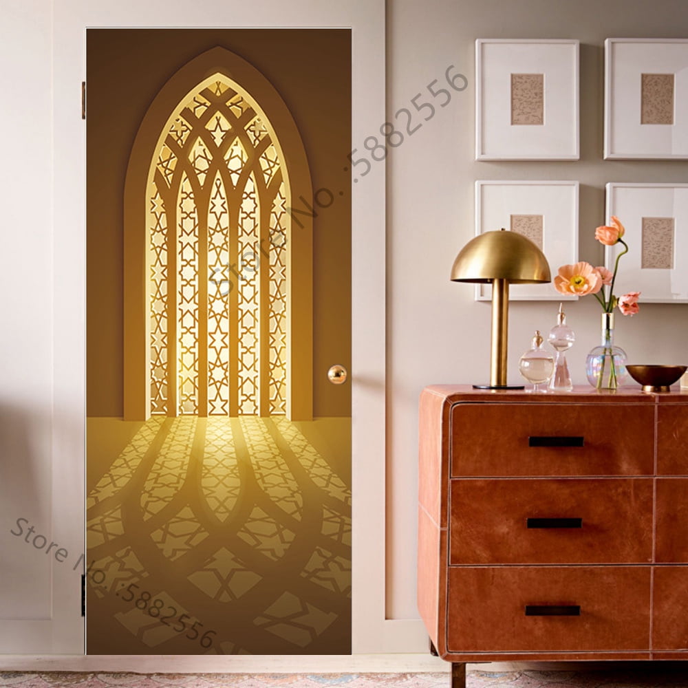 Islamic Door Sticker Mural Self Adhesive Muslim Arch Door Wrap Stickers ...