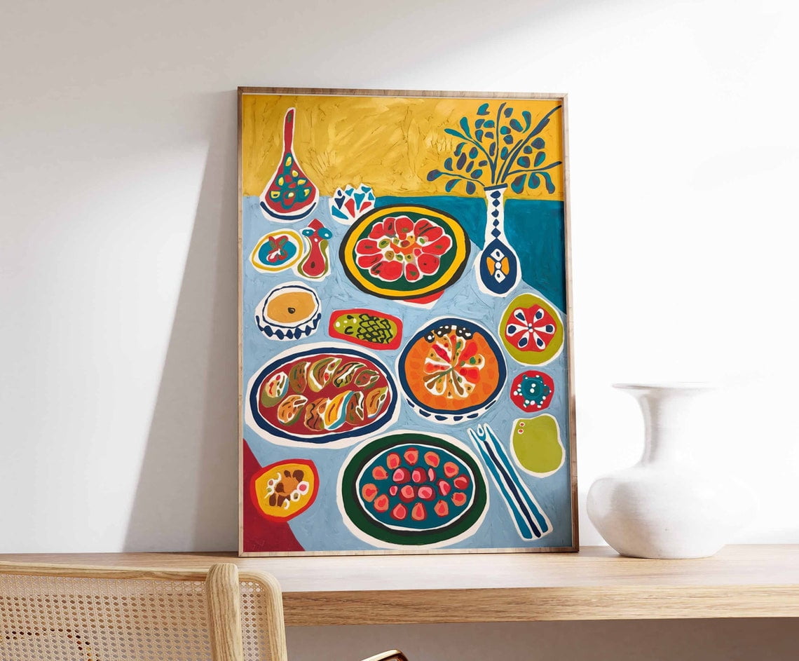 Islamic Food Poster, Arabic Food Poster, Middle Eastern Art, Dinner ...