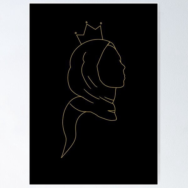 Islamic Hijab Crown Poster Wall Art, Modern Wall Decor For Living Room ...