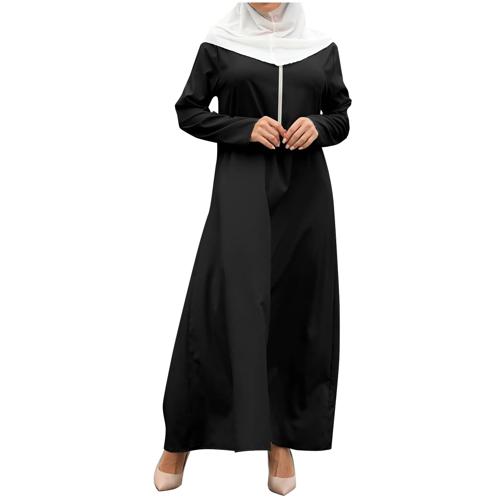 Islamic Maxi Dress for Women Abaya Long Sleeve Dress Comfortable Loose ...
