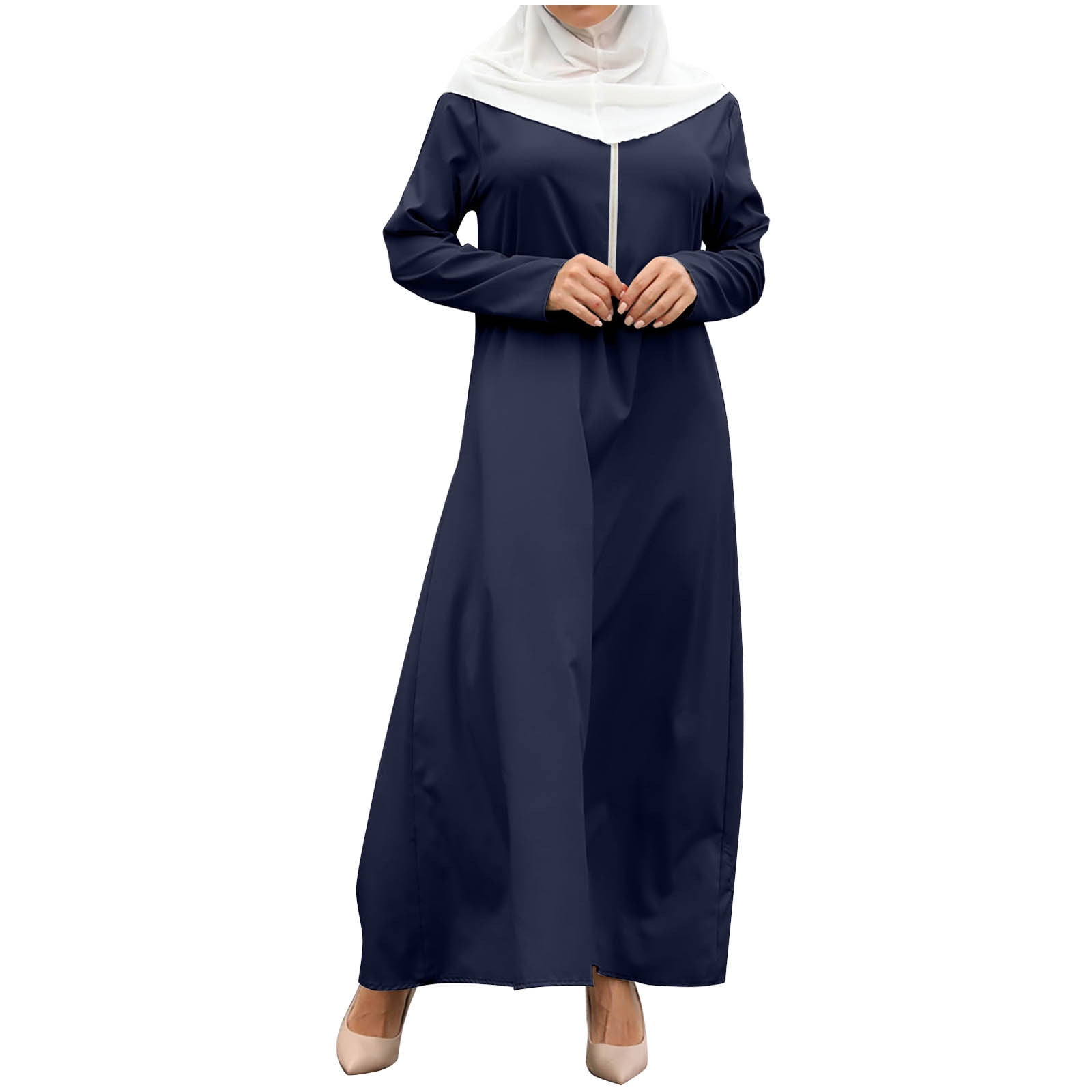 Islamic Maxi Dress for Women Abaya Long Sleeve Dress Comfortable Loose ...