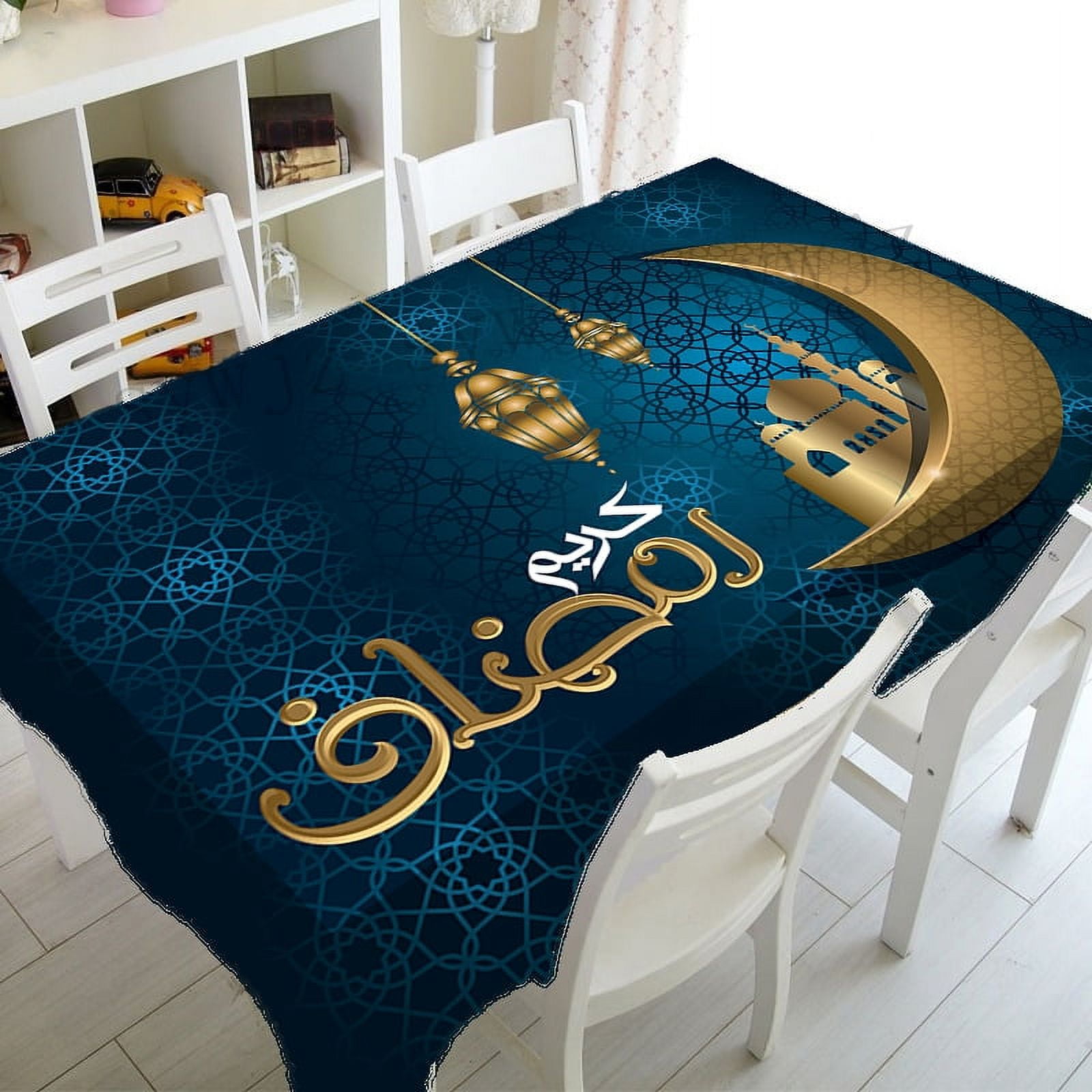 Islamic Moon Lantern Pattern Rectangular Stain Resistant Tablecloth for ...