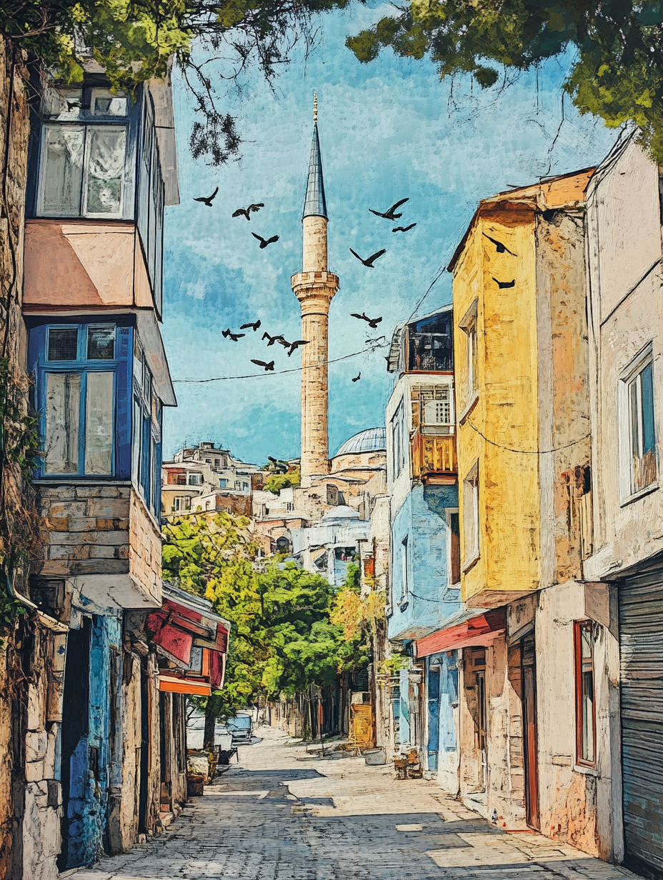 Islamic Mosque Street Scene Canvas Print/Wall Art， Perfect for Living ...