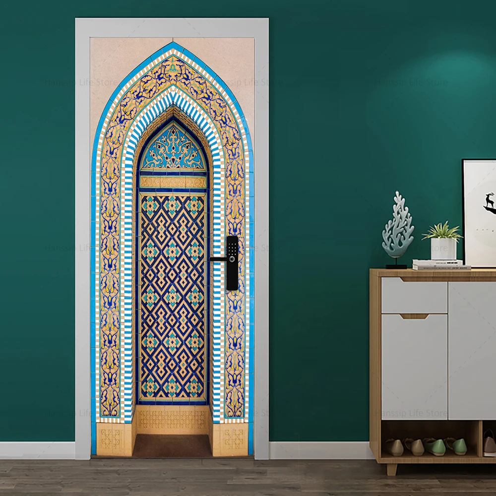 Islamic Mural Door Sticker Self Adhesive PVC Muslim Arch Door Design ...