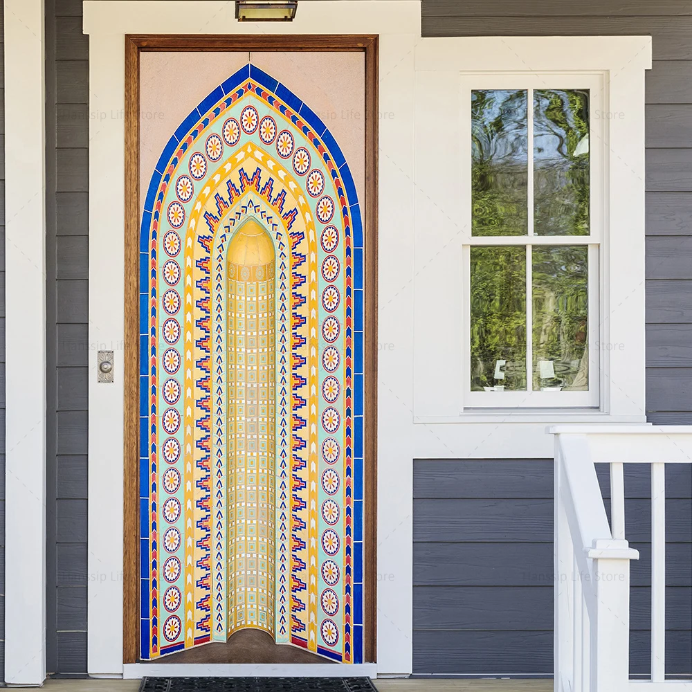 Islamic Mural Door Sticker Self Adhesive PVC Muslim Arch Door Design ...