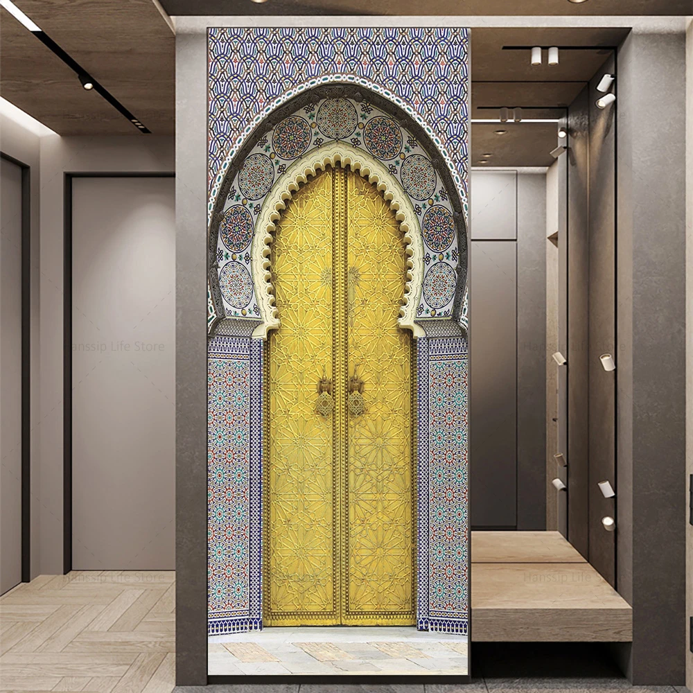 Islamic Mural Door Sticker Self Adhesive PVC Muslim Arch Door Design ...