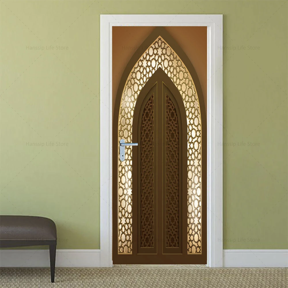 Islamic Mural Door Sticker Self Adhesive PVC Muslim Arch Door Design ...