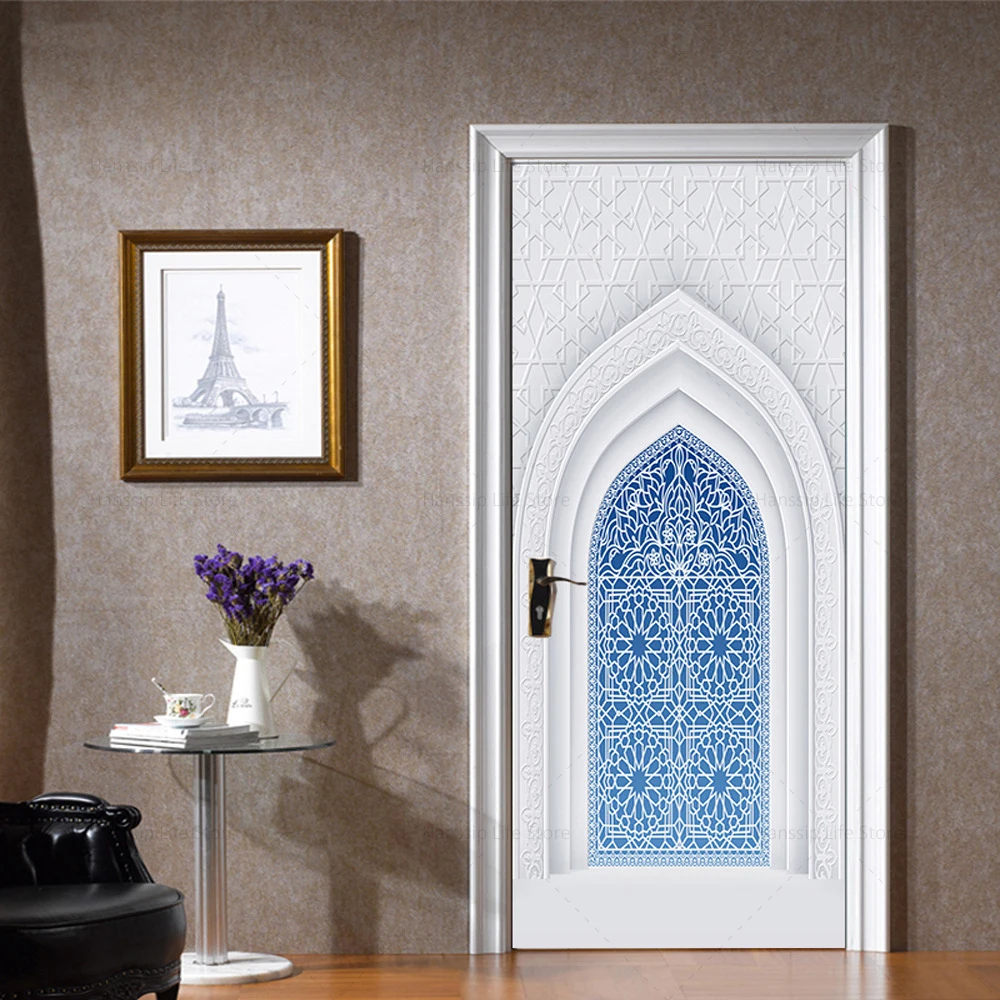 Islamic Mural Door Sticker Self Adhesive PVC Muslim Arch Door Design ...