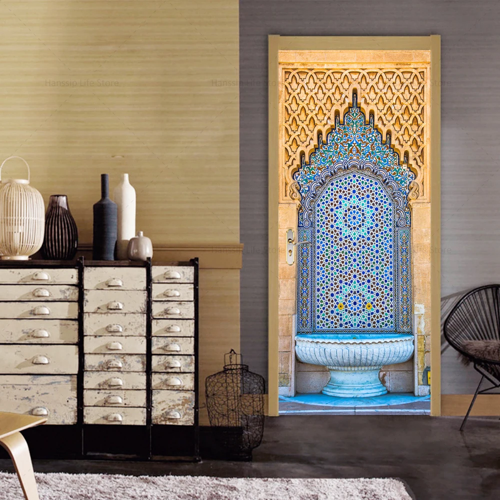 Islamic Mural Door Sticker Self Adhesive PVC Muslim Arch Door Design ...