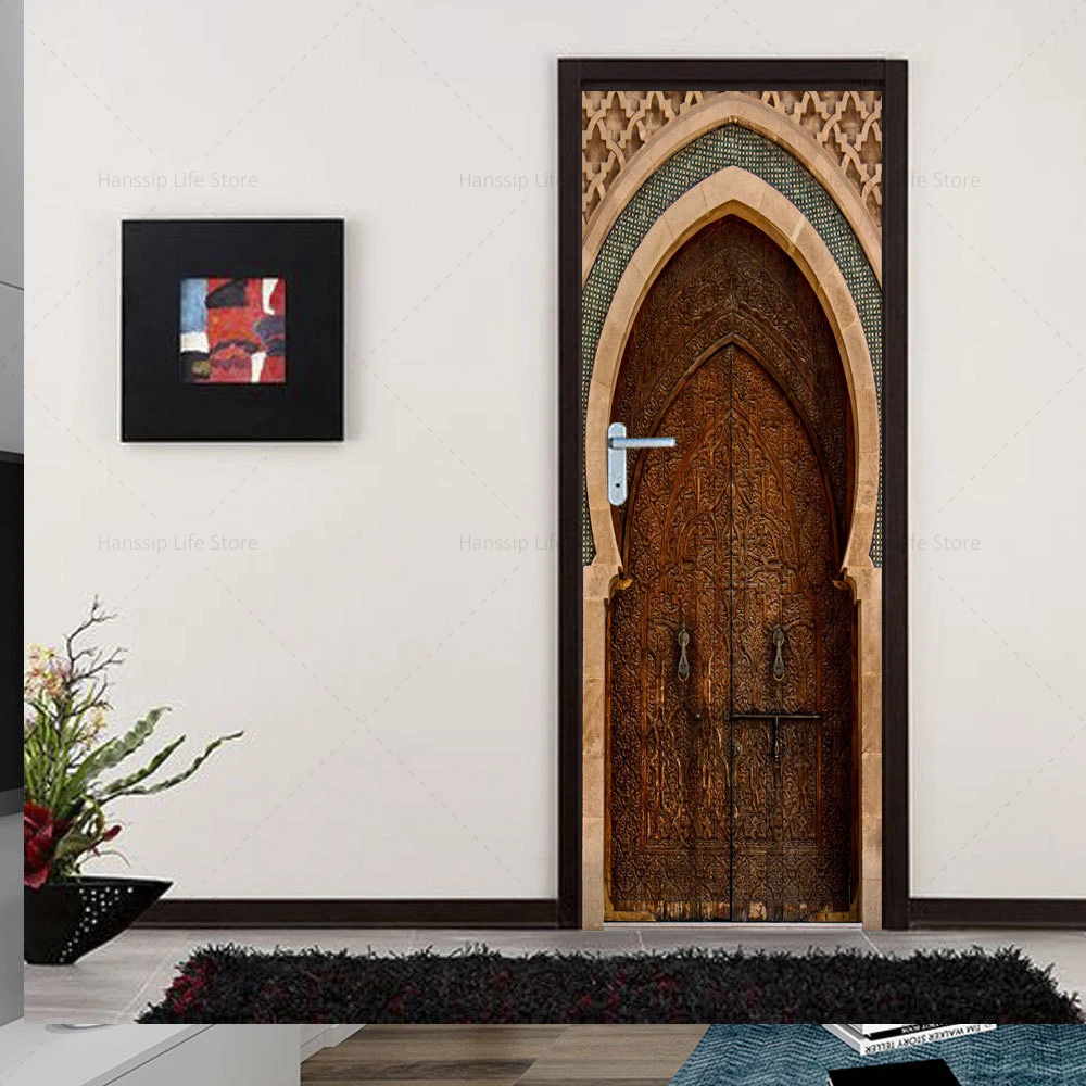 Islamic Mural Door Sticker Self Adhesive PVC Muslim Arch Door Design ...