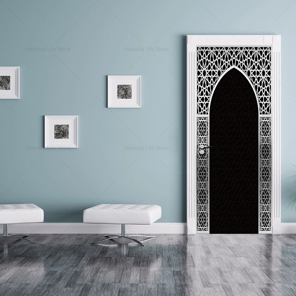 Islamic Ornament Muslim 3D Realistic Door Wallpaper Self-adhesive ...