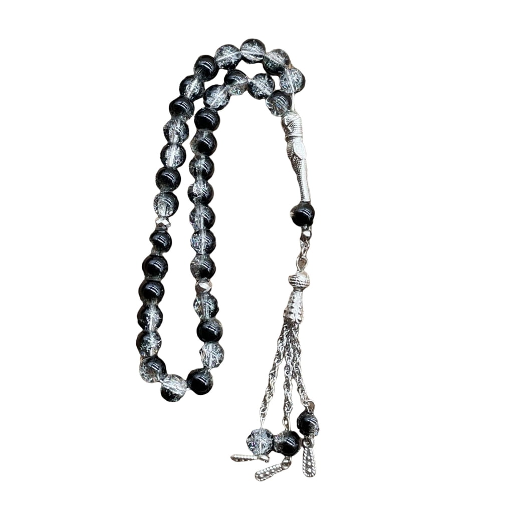 Islamic Prayer Beads 33 Tasbih Ice Cracked Glass Rosary Necklace for ...