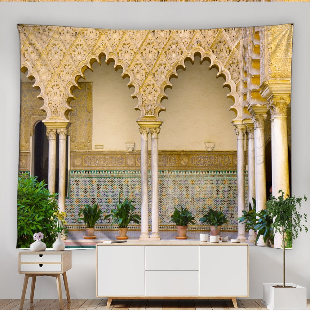 Islamic Retro Geometric Pattern Tapestry Moroccan Architectural Wall ...