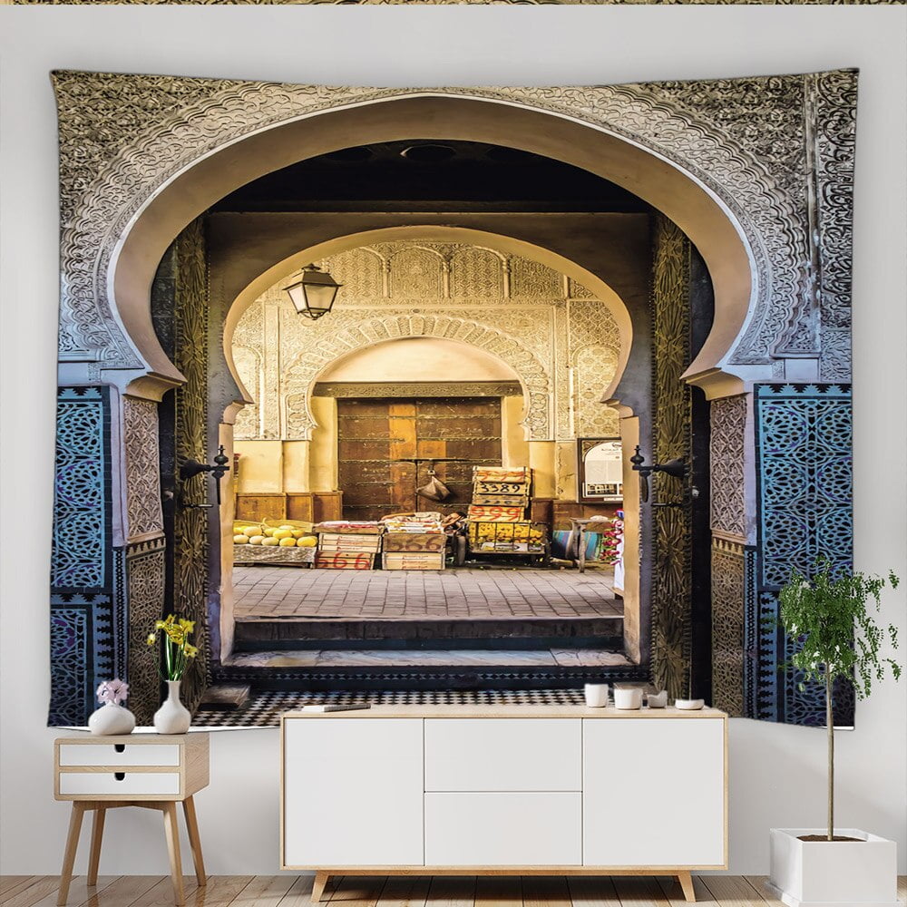 Islamic Retro Geometric Pattern Tapestry Moroccan Architectural Wall ...