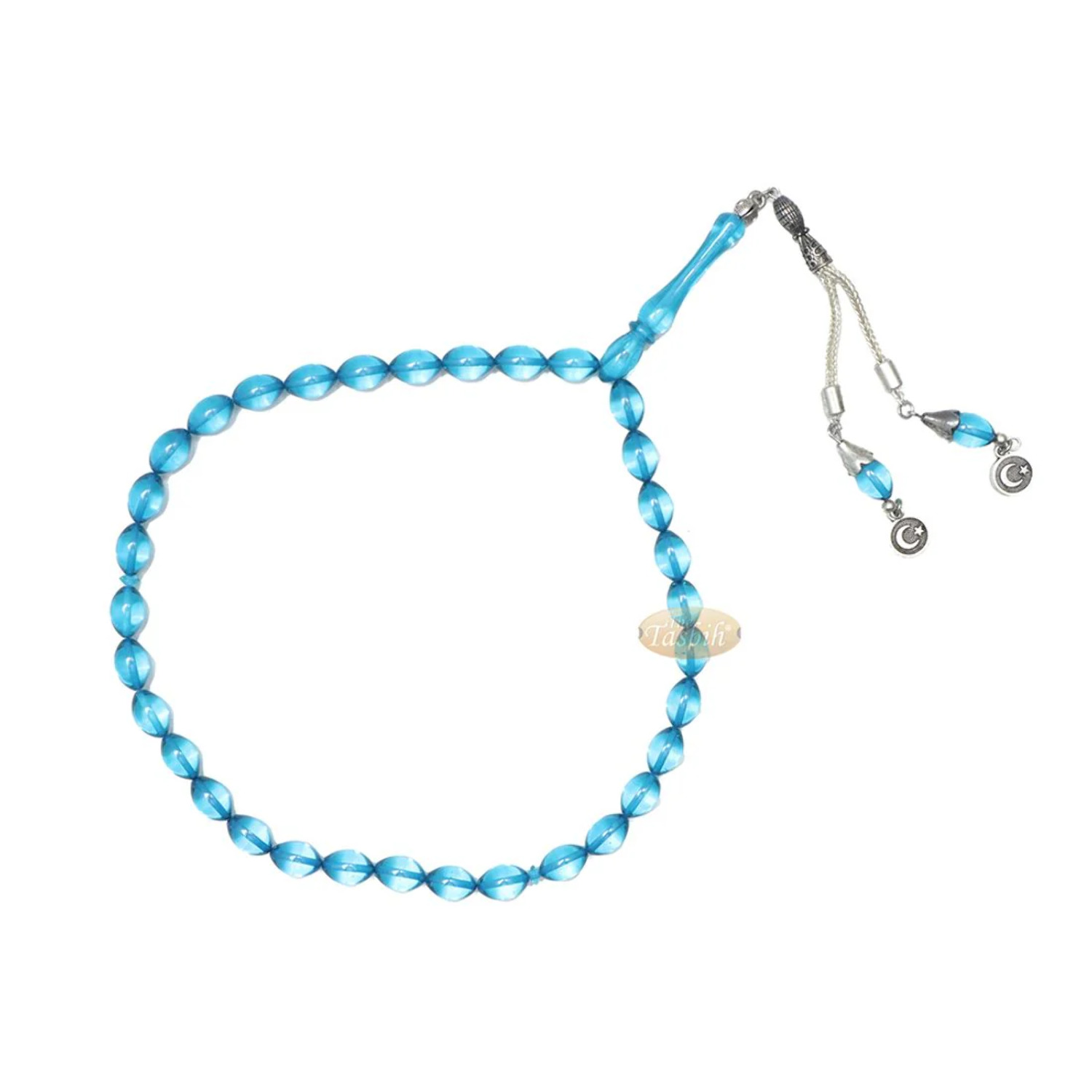 Islamic Symbol Tesbih Blue 33-Ct Acrylic 7X11Mm Oval Turkish Dhikr ...