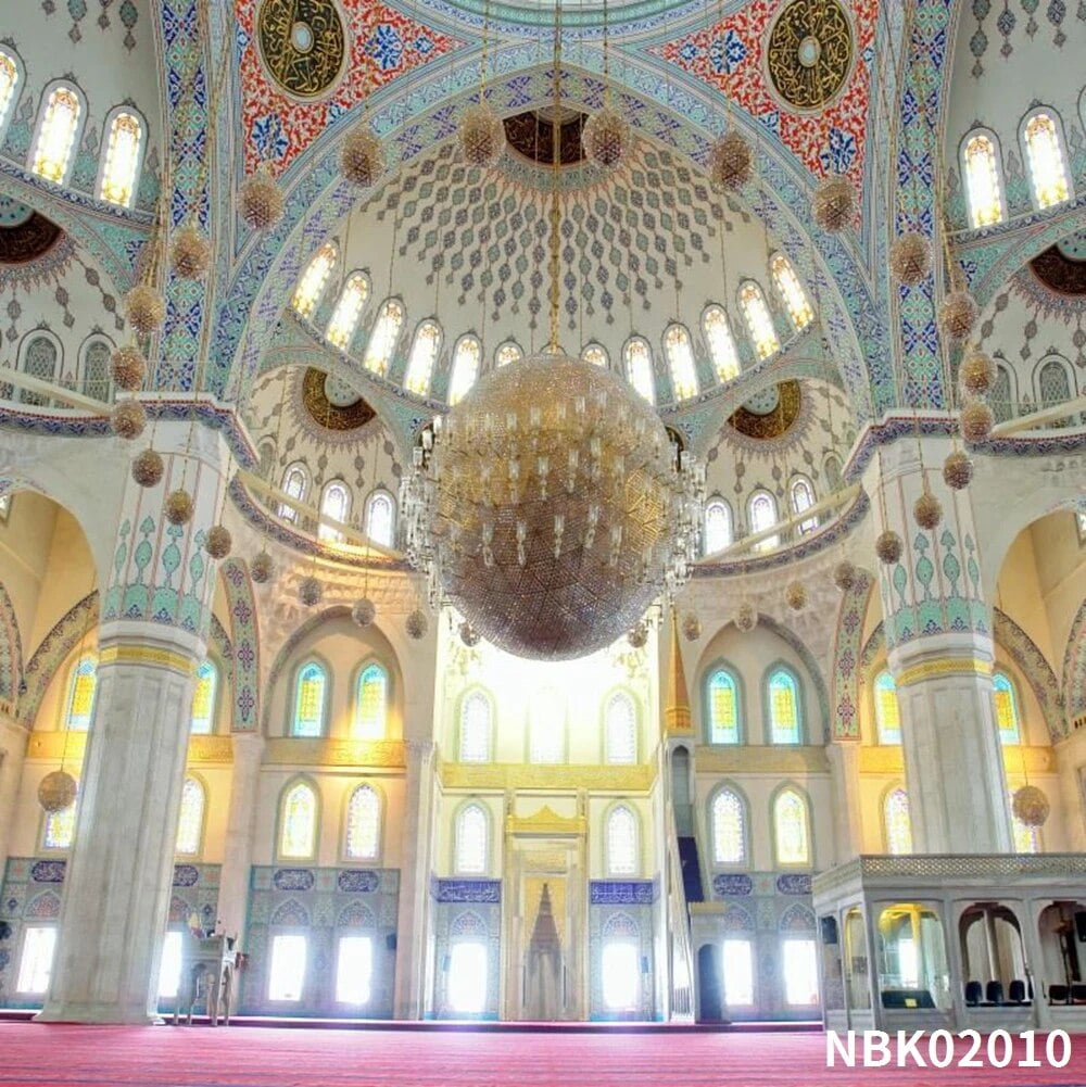 Islamic Style Moon Stars Night Scene Pool Stone Pillar Backdrops ...