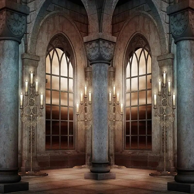 Islamic Style Moon Stars Night Scene Pool Stone Pillar Backdrops ...