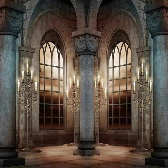 Islamic Style Moon Stars Night Scene Pool Stone Pillar Backdrops ...