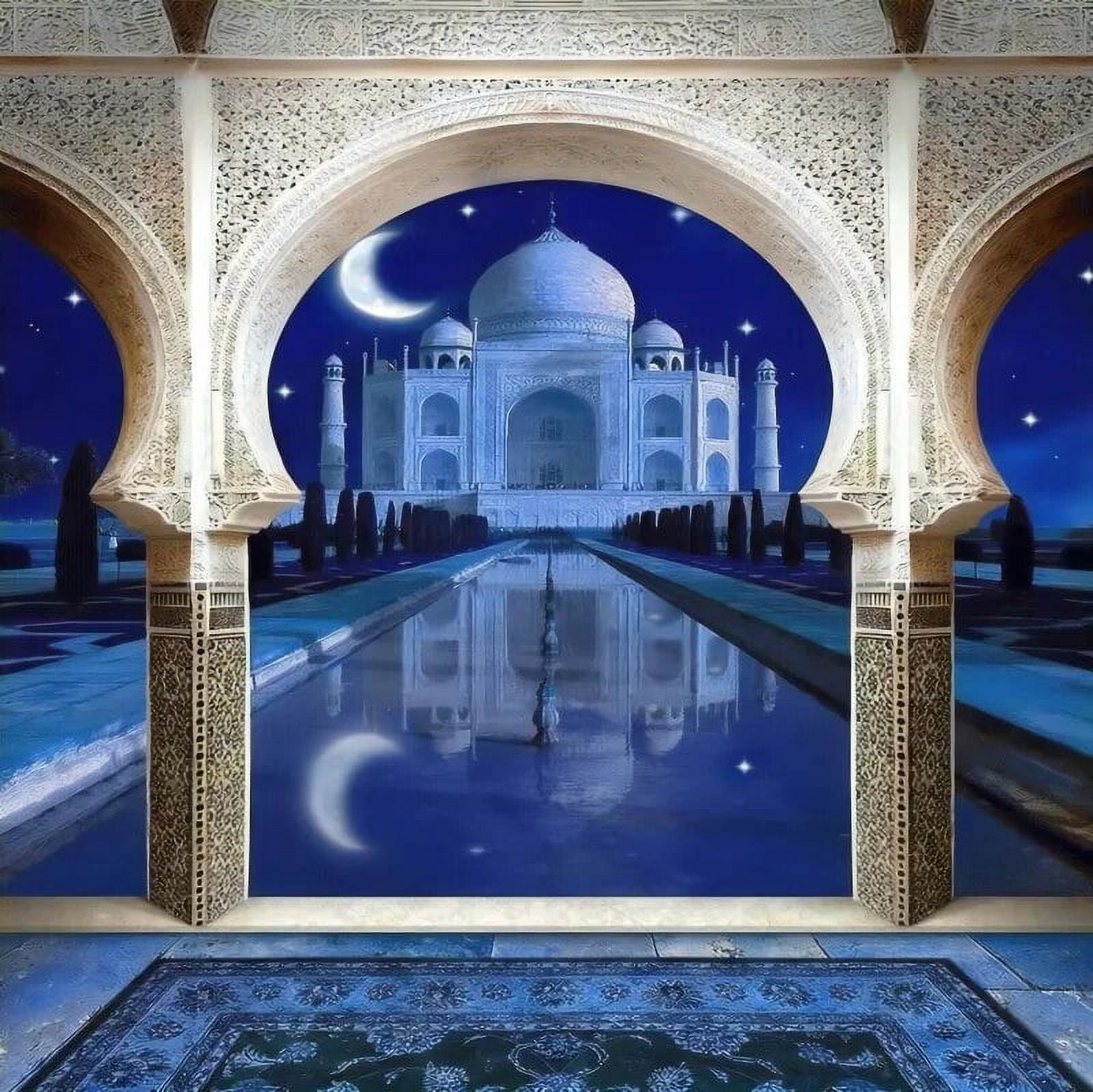 Islamic Style Moon Stars Night Scene Pool Stone Pillar Backdrops ...